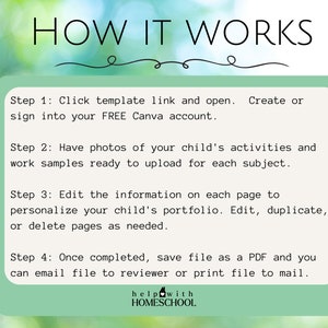 Digital Homeschool Portfolio, Printable Template, Editable Homeschool ...