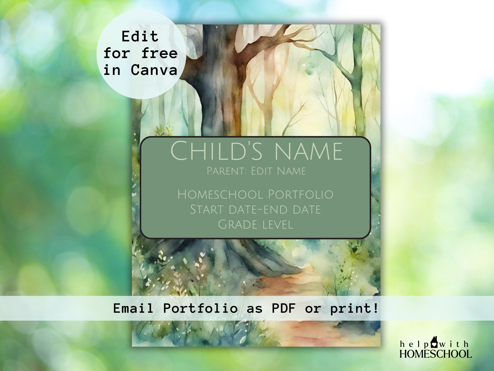 Digital Homeschool Portfolio, Printable Template, Editable Homeschool ...