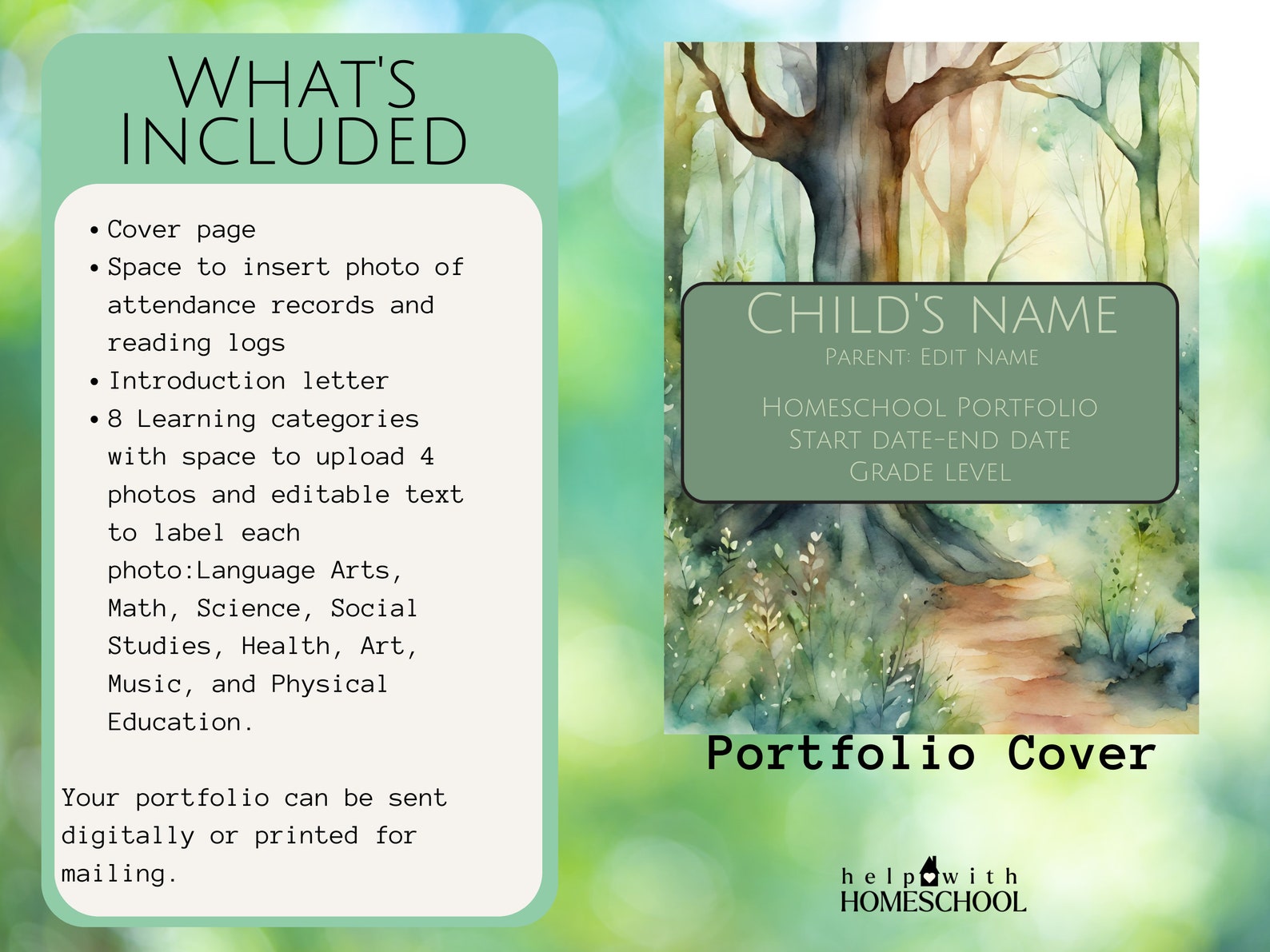 Digital Homeschool Portfolio, Printable Template, Editable Homeschool ...