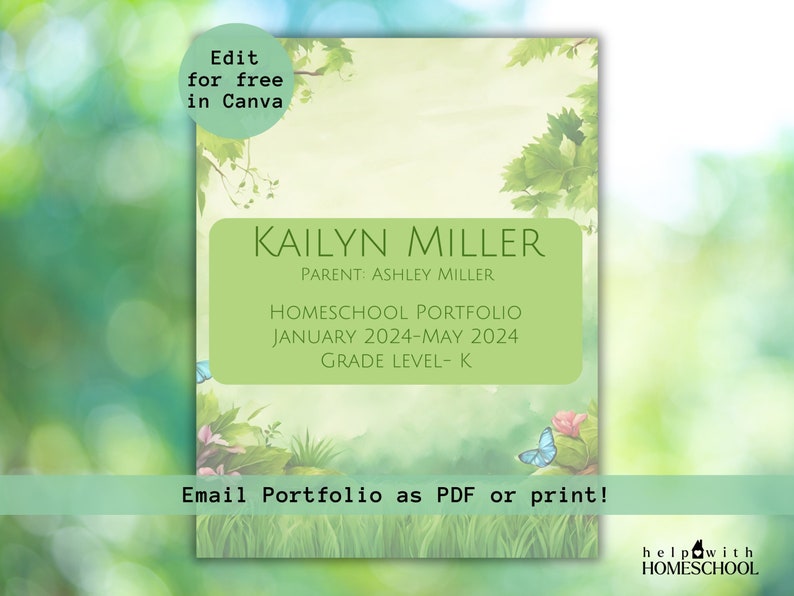 Homeschool Digital Portfolio, Printable Template, Editable Homeschool ...
