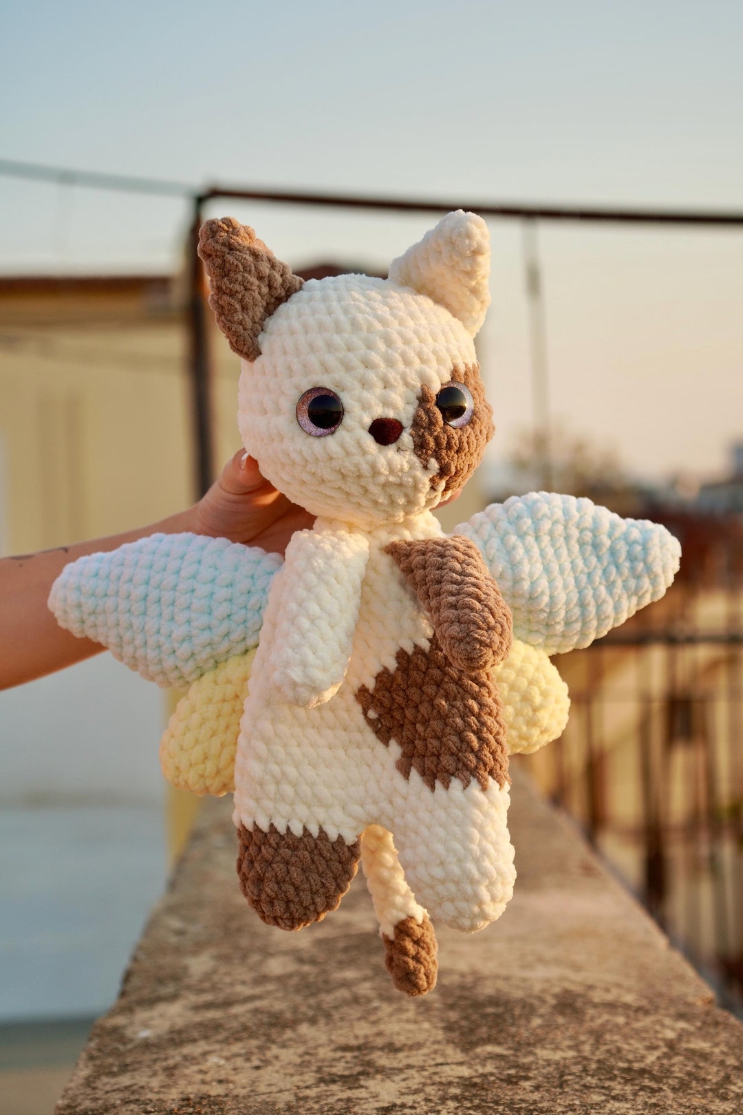 Handmade Fairy Cat Snuggler With Pastel Wings, Adorable Amigurumi, Soft ...