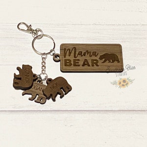 Mama Bear Keychain | Bear Cubs | Laser Engraved | Mother's Day - Etsy