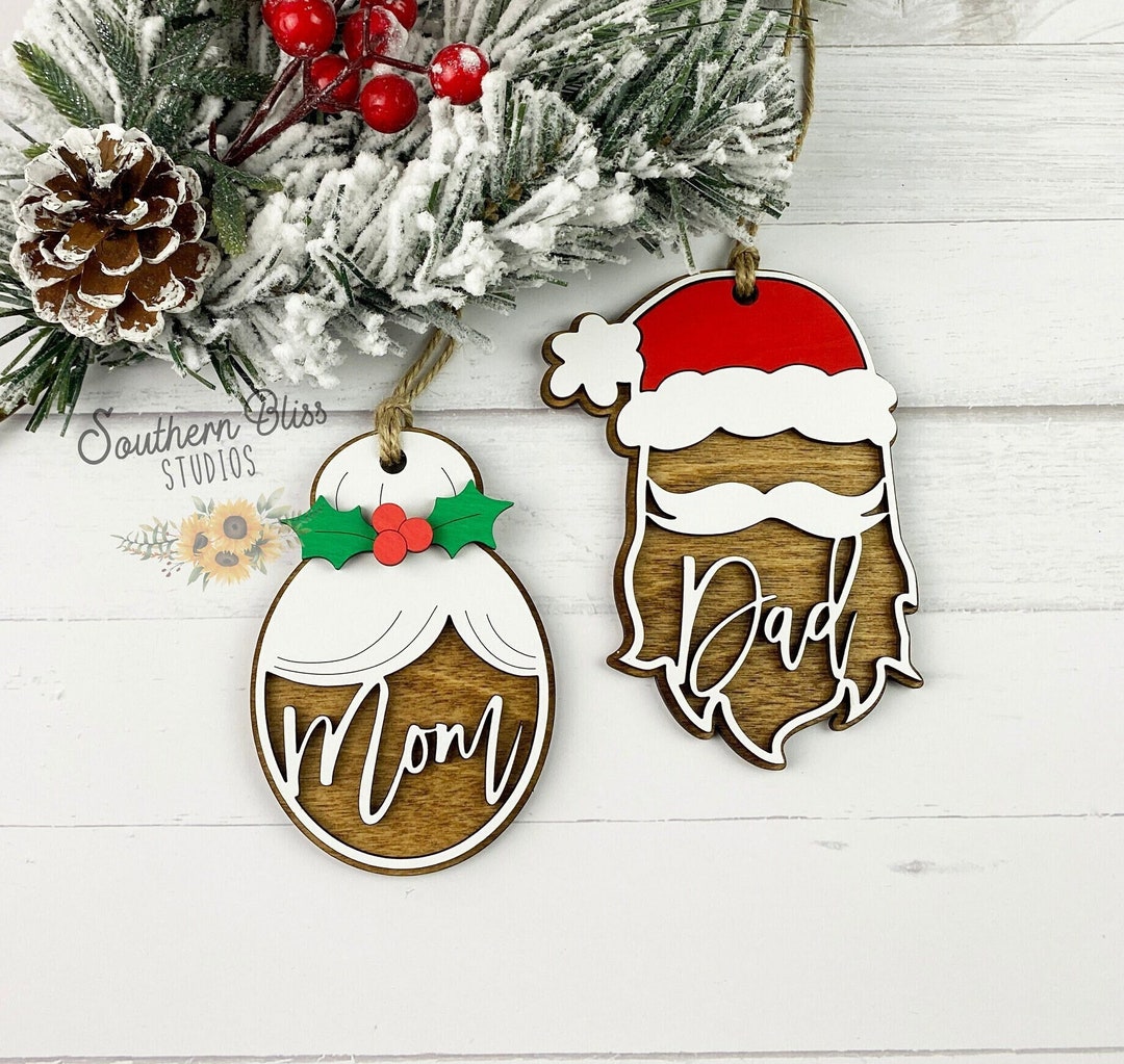 Santa and Mrs Claus Ornaments Stocking Tags - Etsy