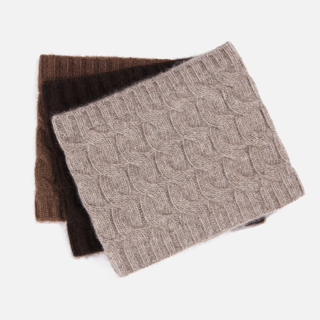 Mongolian Yak Wool Soft Snood Cable Knit Tube Scarf Unisex Luxurious ...