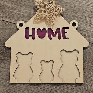 Three Bears Personalized Laser Cut Cute Teddy Bear Key Holder Board ...