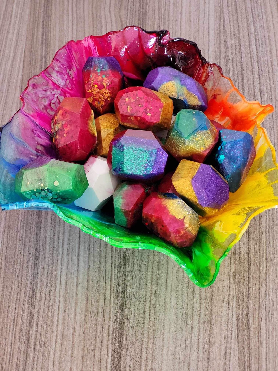Rainbow Resin Fidget Stone: Glossy Stress Relief Worry Stone - Etsy UK