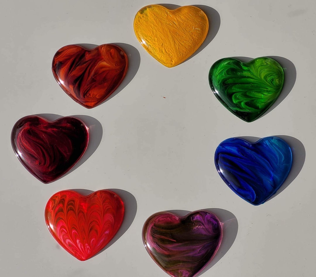 Colorful Resin Heart Fridge Magnets: Keepsake Confetti Decor - Etsy