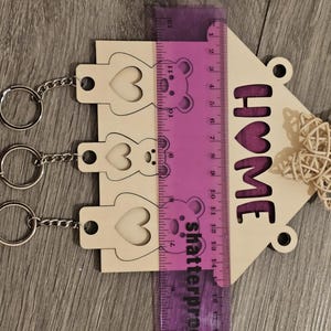 Three Bears Personalized Laser Cut Cute Teddy Bear Key Holder Board ...
