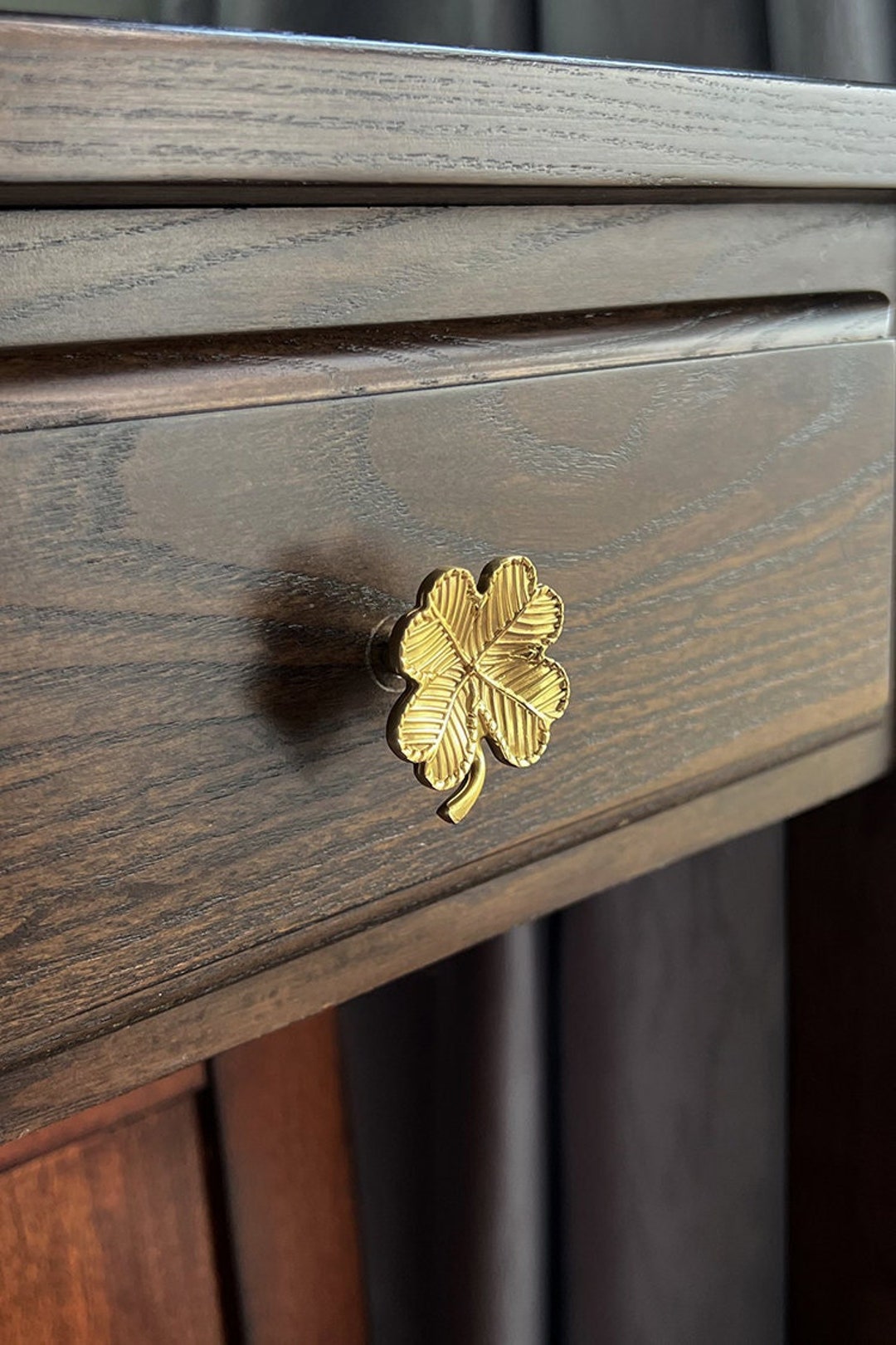 Clover Solid Brass Flower Drawer Pull Modern Style Decorative Dresser ...