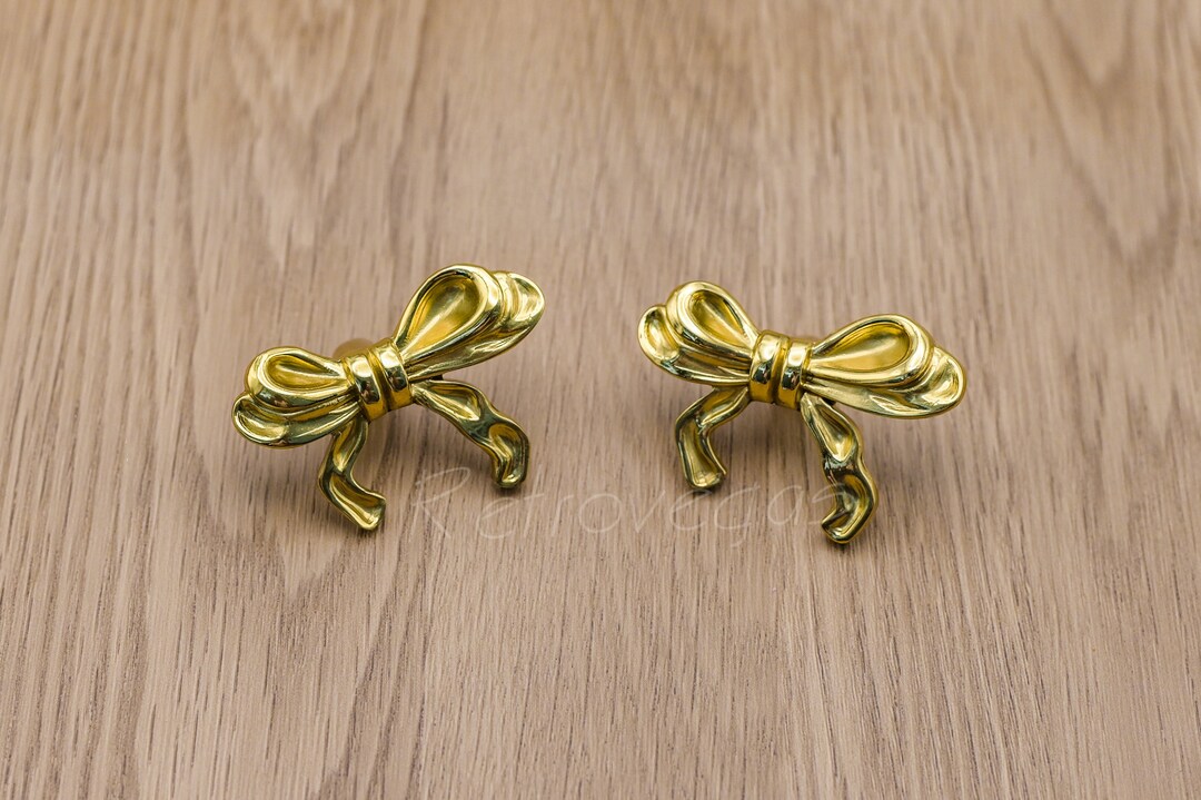 Solid Brass Bow Drawer Pull Modern Style Decorative Dresser Knob Drawer ...