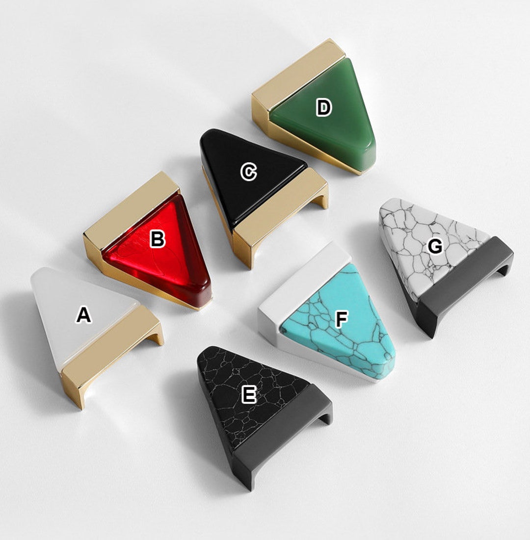 Marble Knob Modern Triangle Handle Drawer Pull Decorative Dresser Knob ...