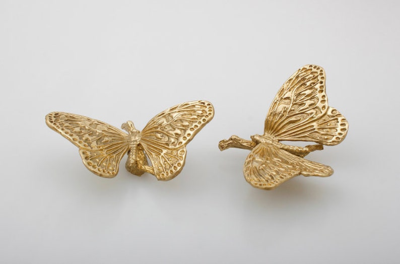 Solid Brass Butterfly Drawer Pull Modern Style Decorative - Etsy