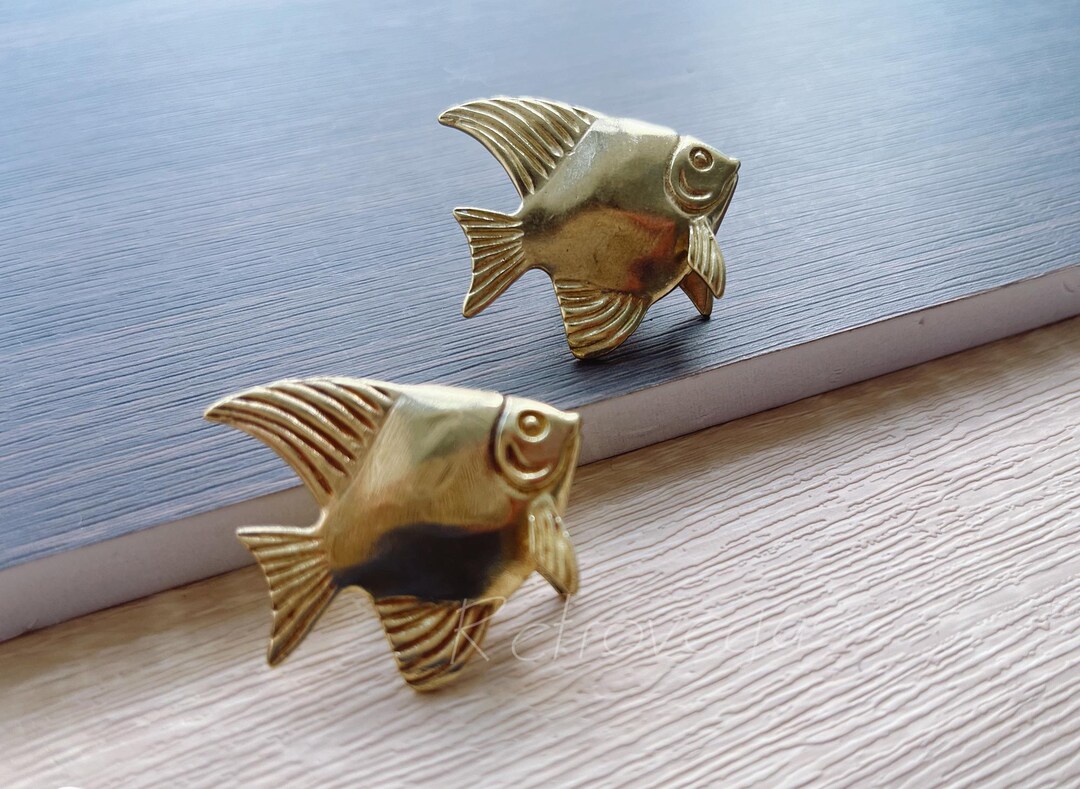 Fish Solid Brass Drawer Pull: Modern Cabinet Knob WMLS1190 - Etsy