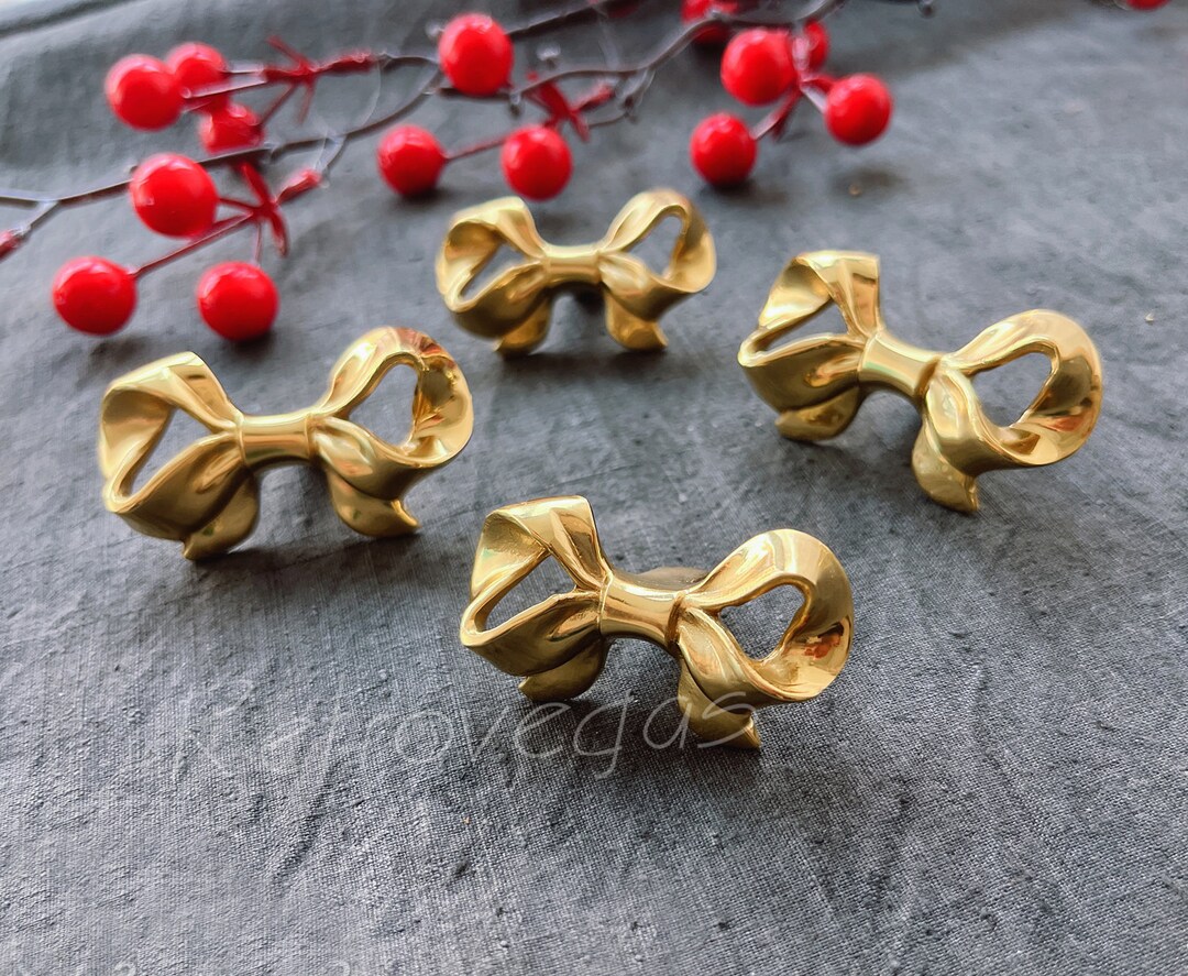 Solid Brass Bow Drawer Pull Modern Style Decorative Dresser Knob Drawer ...