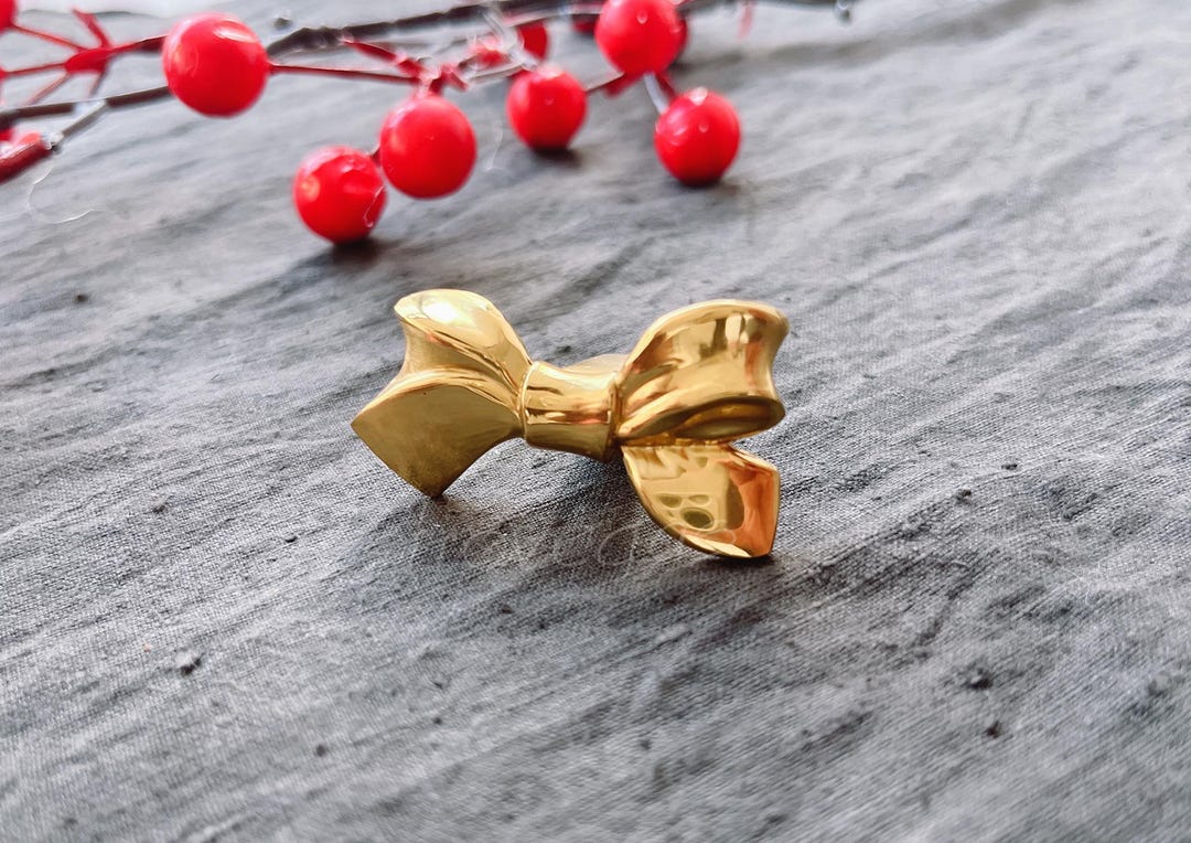 Solid Brass Bow Drawer Pull Modern Style Decorative Dresser Knob Drawer ...
