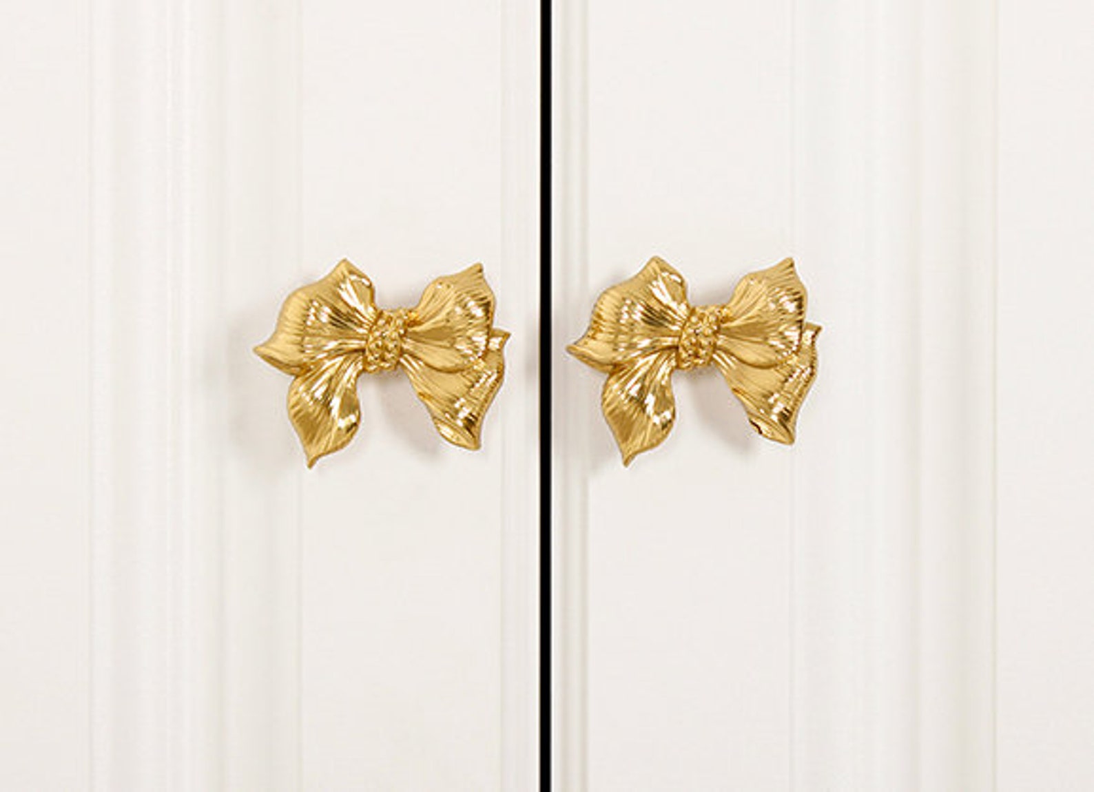 Solid Brass Bow Drawer Pull Modern Style Decorative Dresser - Etsy