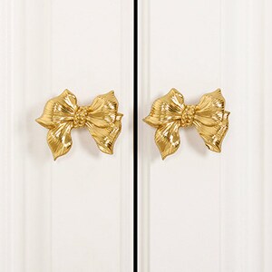 Solid Brass Bow Drawer Pull Modern Style Decorative Dresser - Etsy