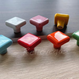 Square Ceramic Knob Assorted Color Knobs Ceramic Knob Drawer Pull Decorative Dresser Drawer ...