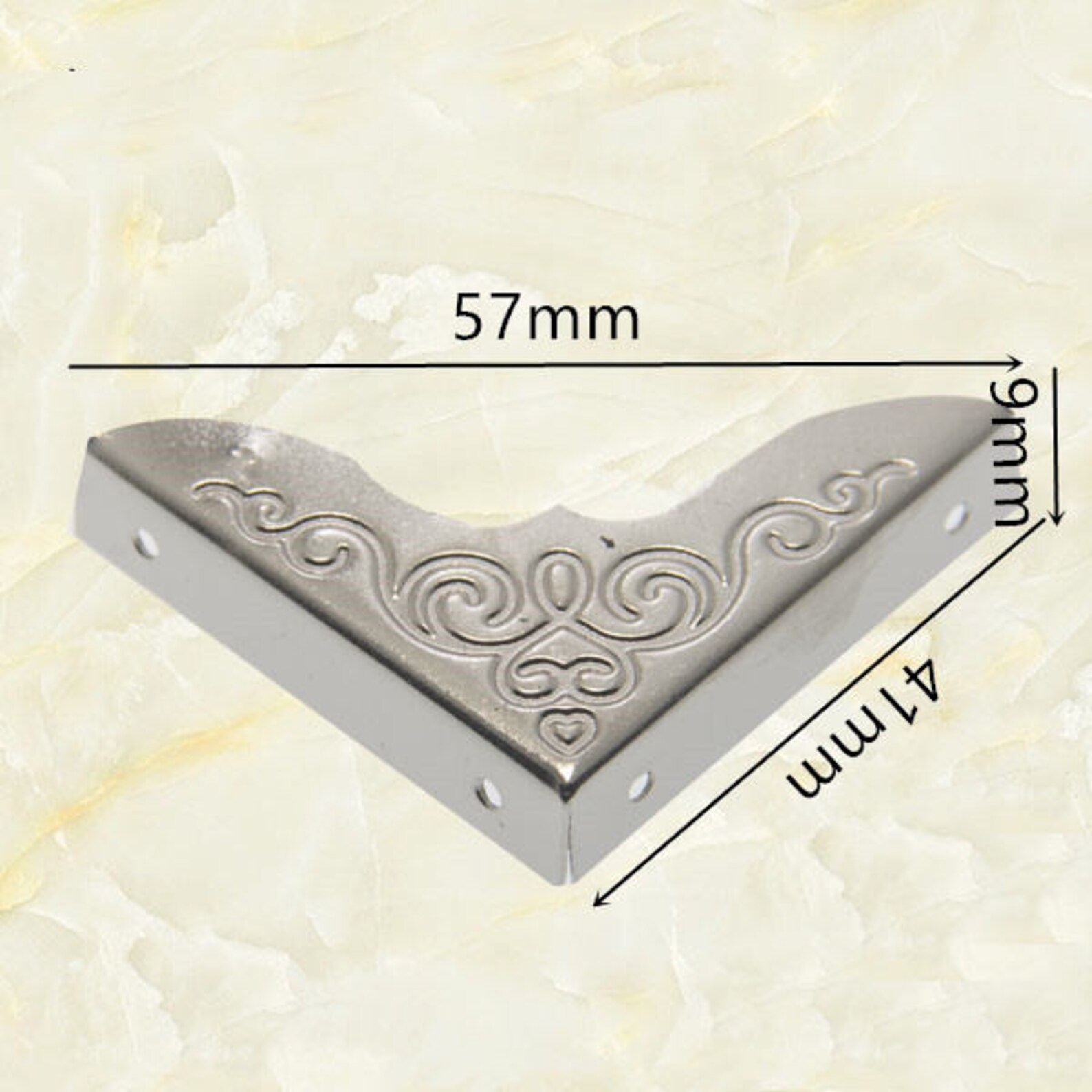 Vintage Silver Corner Protectors: Decorative Iron Bracket, Jewelry Box ...