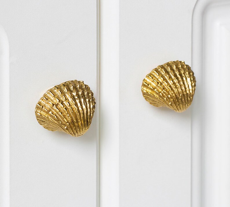 Solid Brass Scallop Drawer Pull: Modern Cabinet Knob WMLS516 - Etsy
