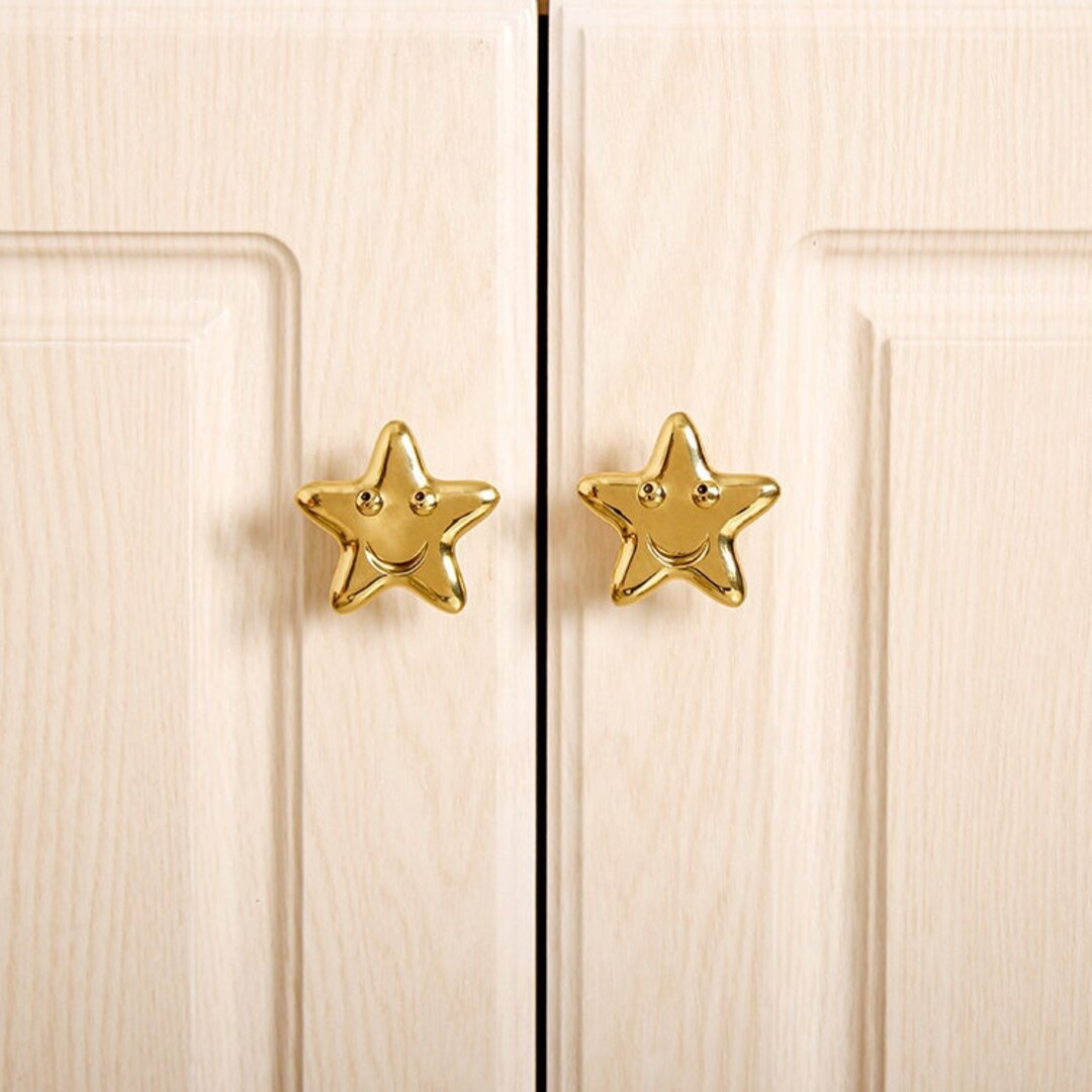 Solid Brass Star Drawer Pull Modern Style Decorative Dresser Knob ...