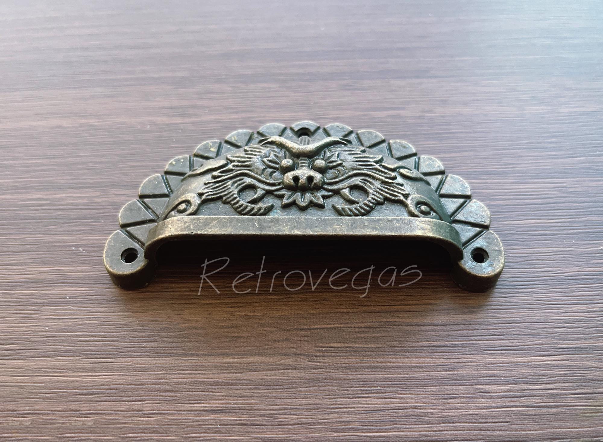 2PCS Dragon Cabinet Hardware Iron Bin Cup Drawer Pull Cabinet Handles ...