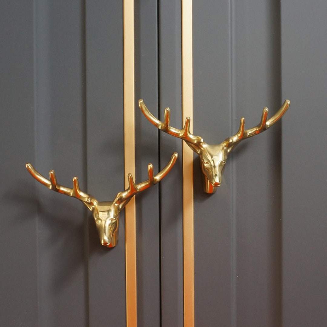 Solid Brass Moose Drawer Pull Modern Style Decorative Dresser Knob ...