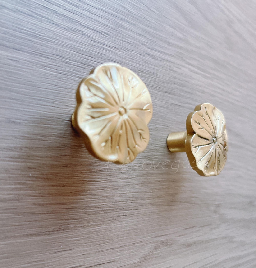 Solid Brass Flower Drawer Pull Modern Style Decorative Dresser Knob ...