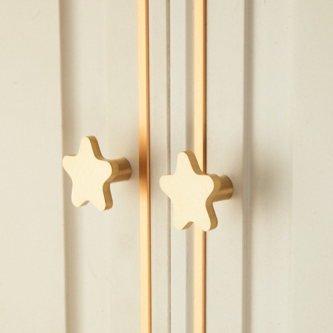 Solid Brass Star Drawer Pull Modern Style Decorative Dresser Knob ...