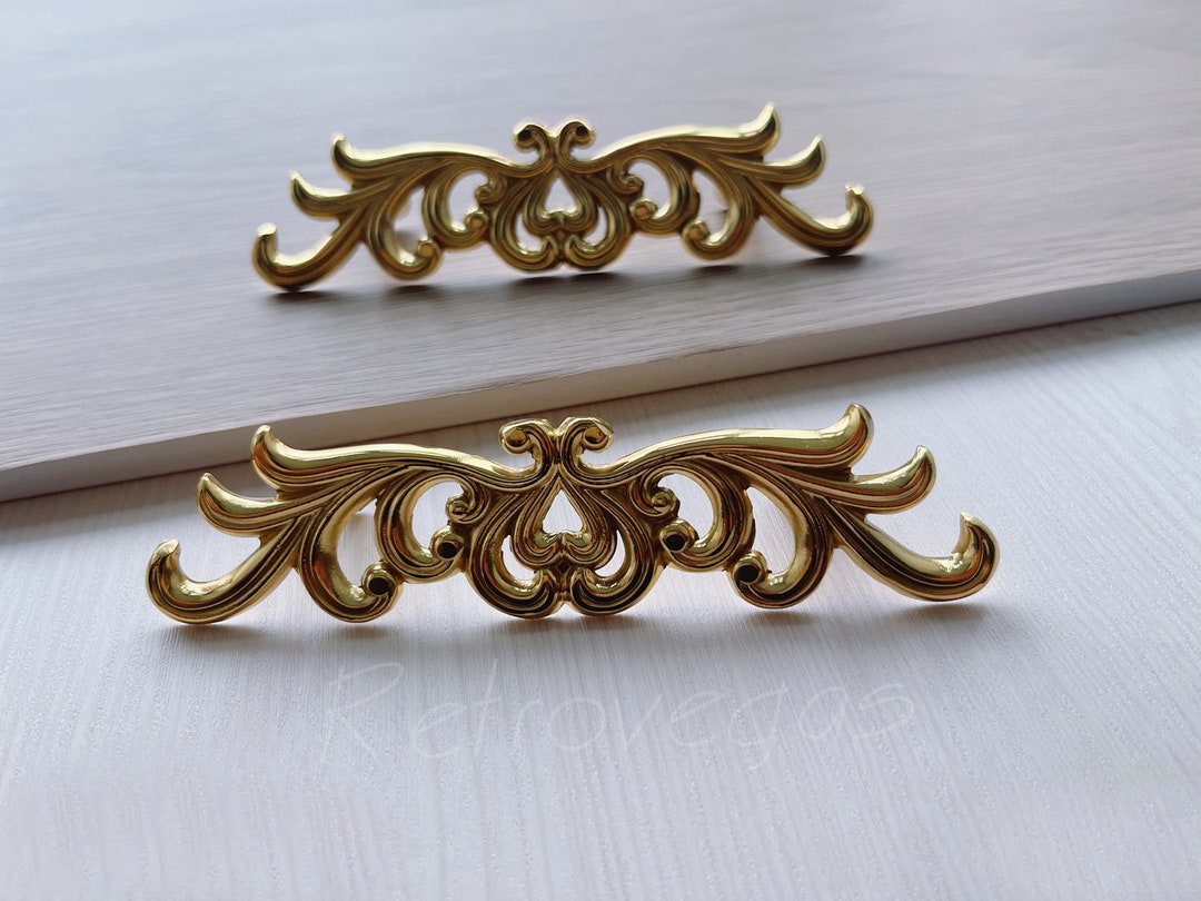 3 Solid Brass Handle Drawer Pull Modern Style Decorative Dresser Knob ...