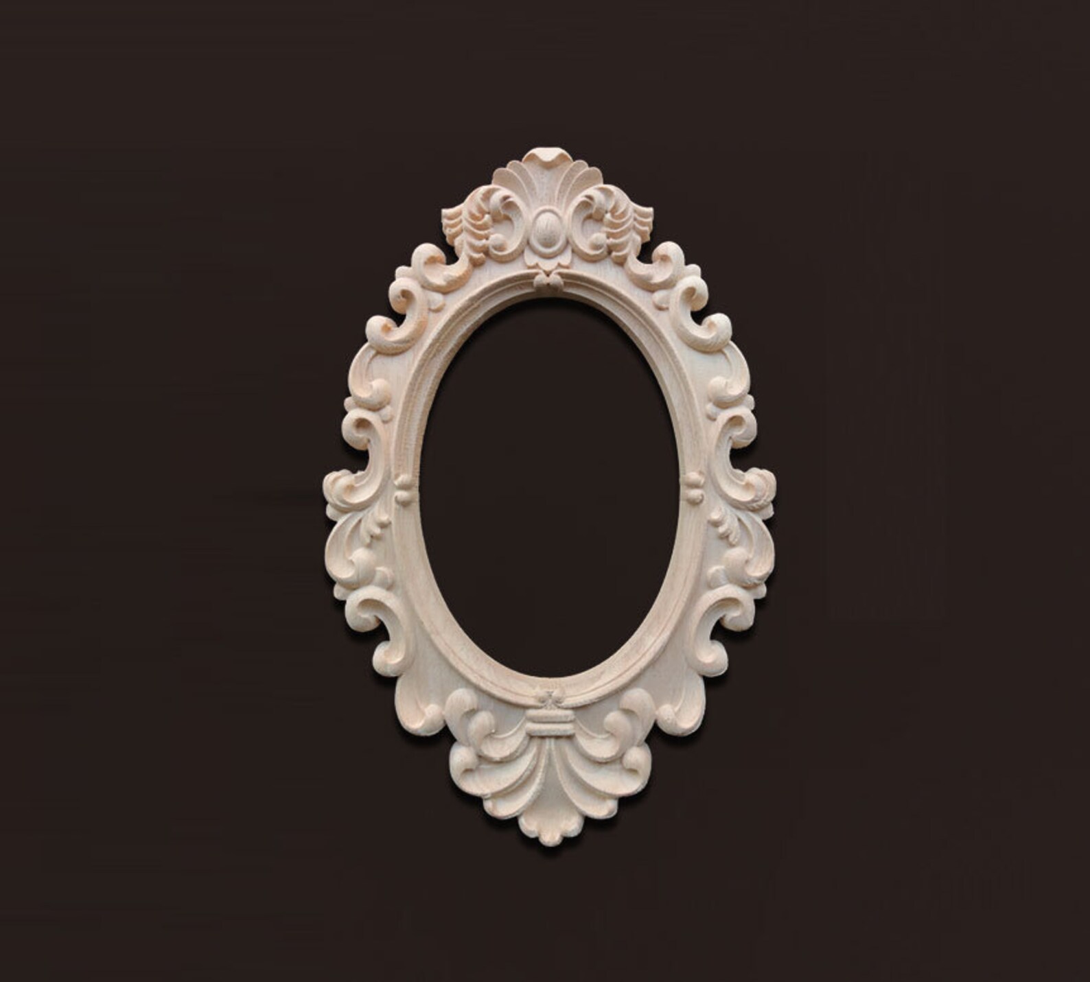 1 Piece Oval Applique Shabby Chic Wood Embellishments Ornate | Etsy