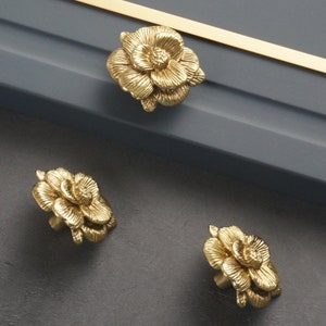Solid Brass Rose Flower Drawer Pull Modern Style Decorative Dresser ...