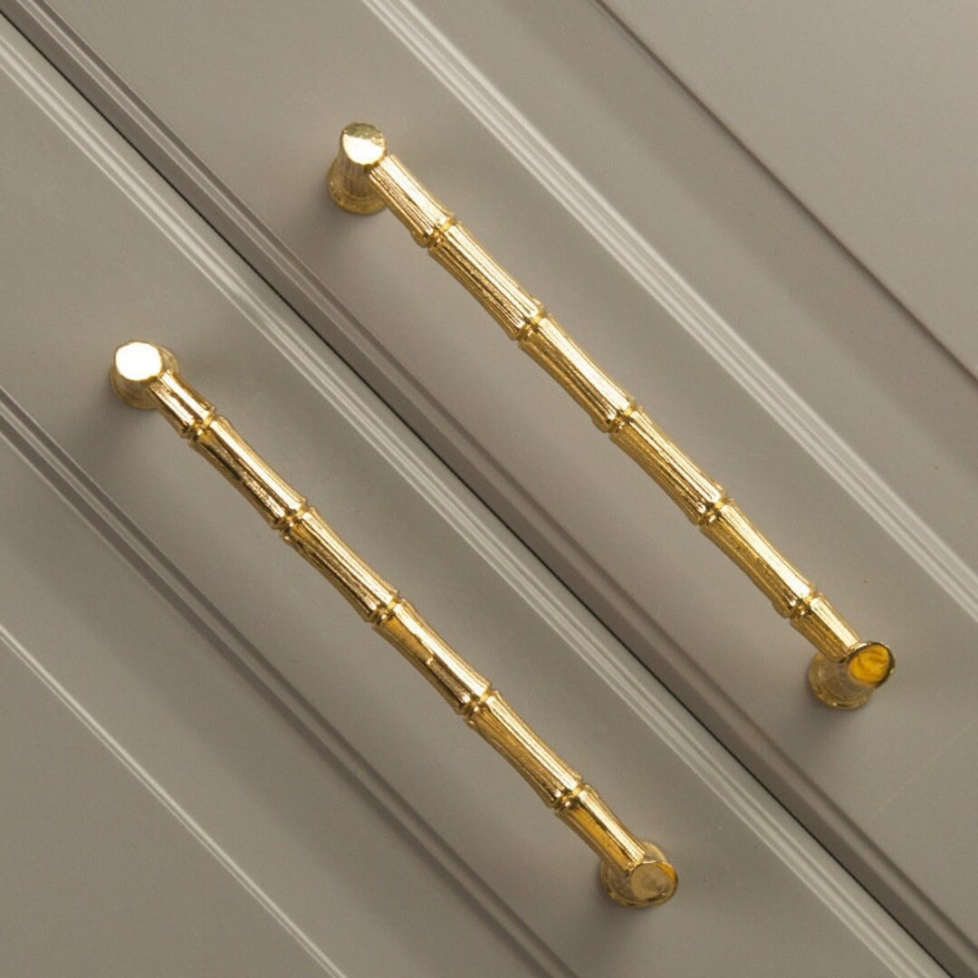 5 3.75 Bamboo Pull Solid Brass Drawer Pull Modern Style Decorative ...