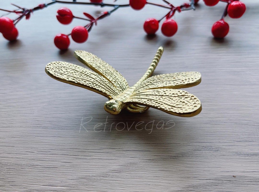 Solid Brass Dragonfly Drawer Pull Modern Style Decorative Dresser Knob Drawer Handles Cabinet ...