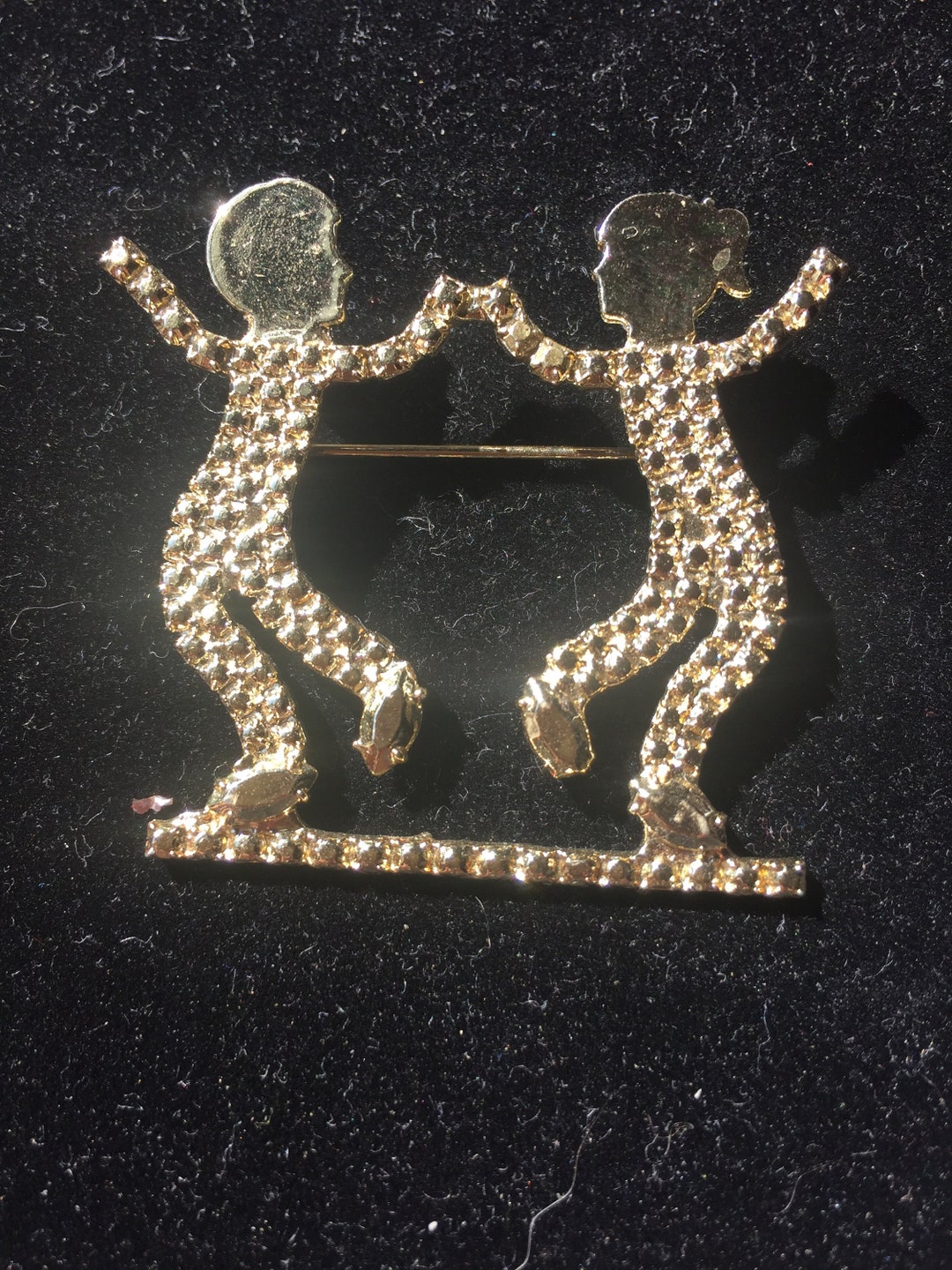 Vintage Gold Tone Brooch Dancing Couple - Etsy