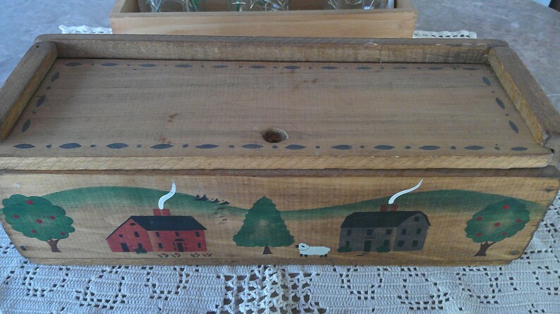 Vintage Wooden Hand Painted Rustic Box With Slide Lid - Etsy