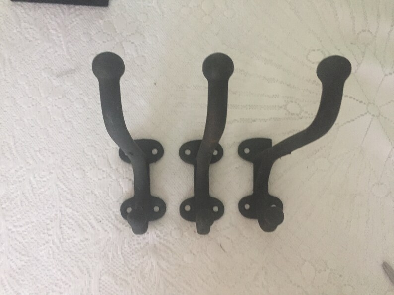 3 ANTIQUE Cast Iron Hooks - Etsy