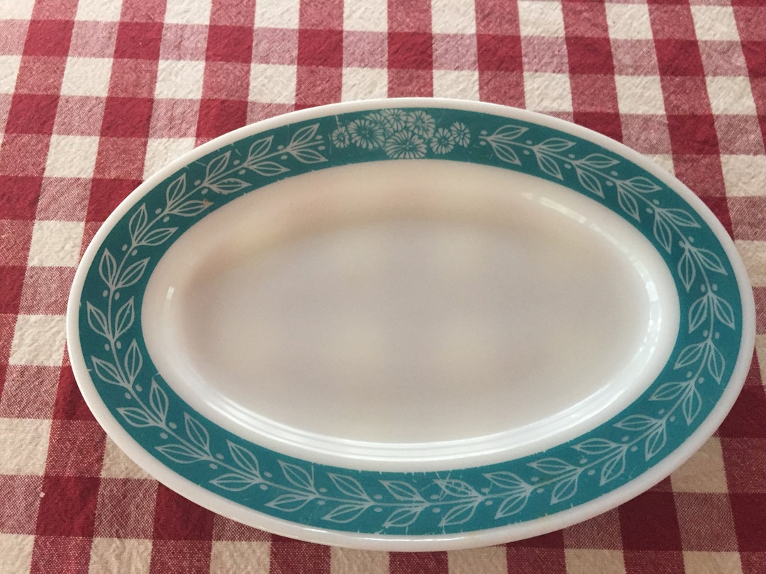 Pyrex Double Tough Teal Blue LAUREL Platter #13 - 11 1/2" - Etsy