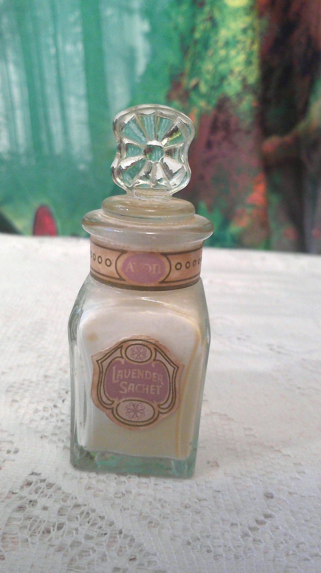 Vintage 1961 Avon Lavender Sachet Apothecary Glass Bottle 75th Anniv. 5 ...