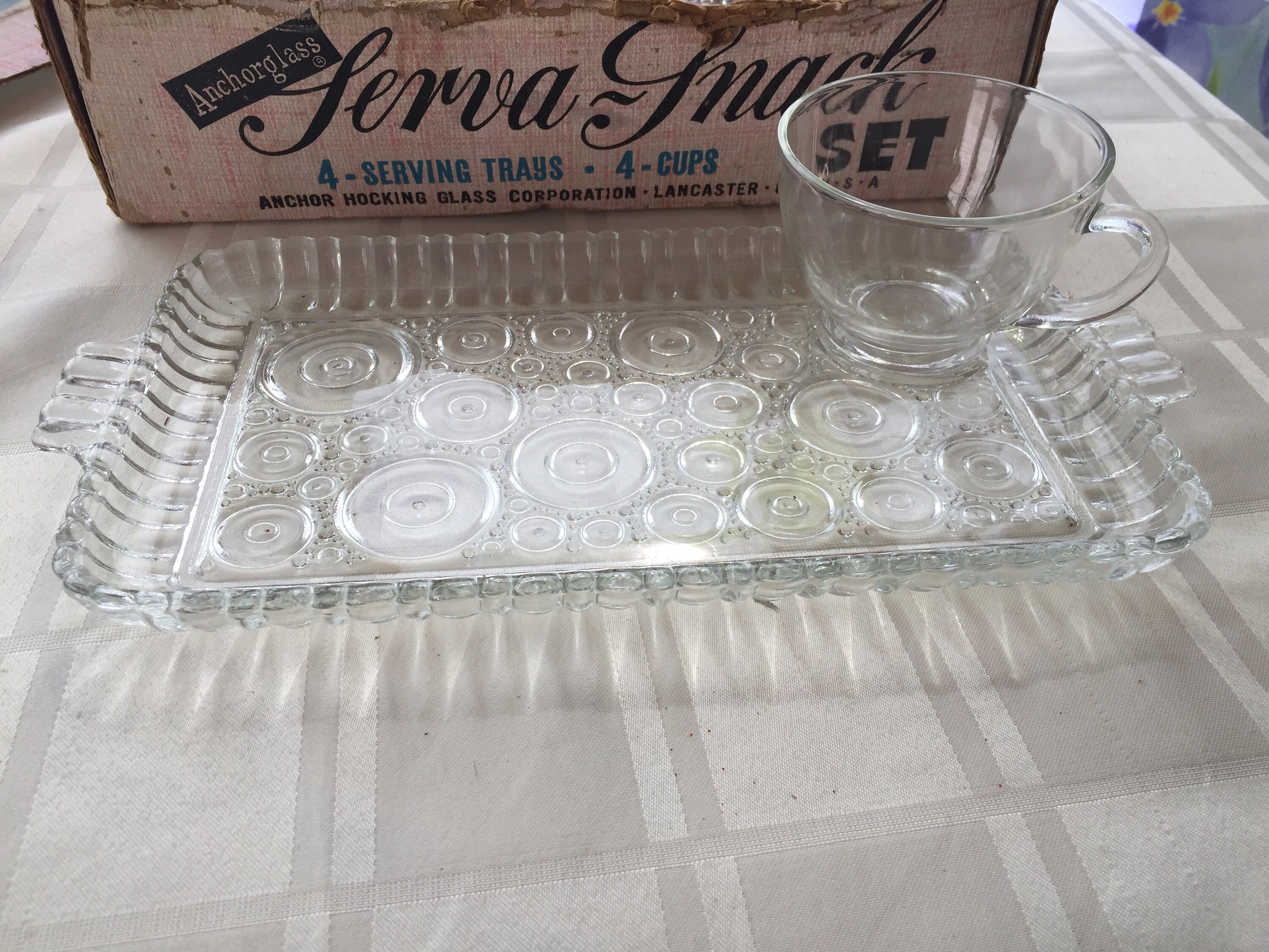 Vintage Anchorglass Serva Snack Set - by Anchor Hocking - MIB - Etsy