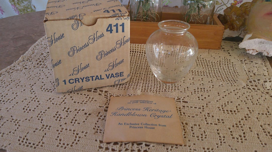 Vintage 1990 Princess House Crystal Vase #411 MIB - Etsy