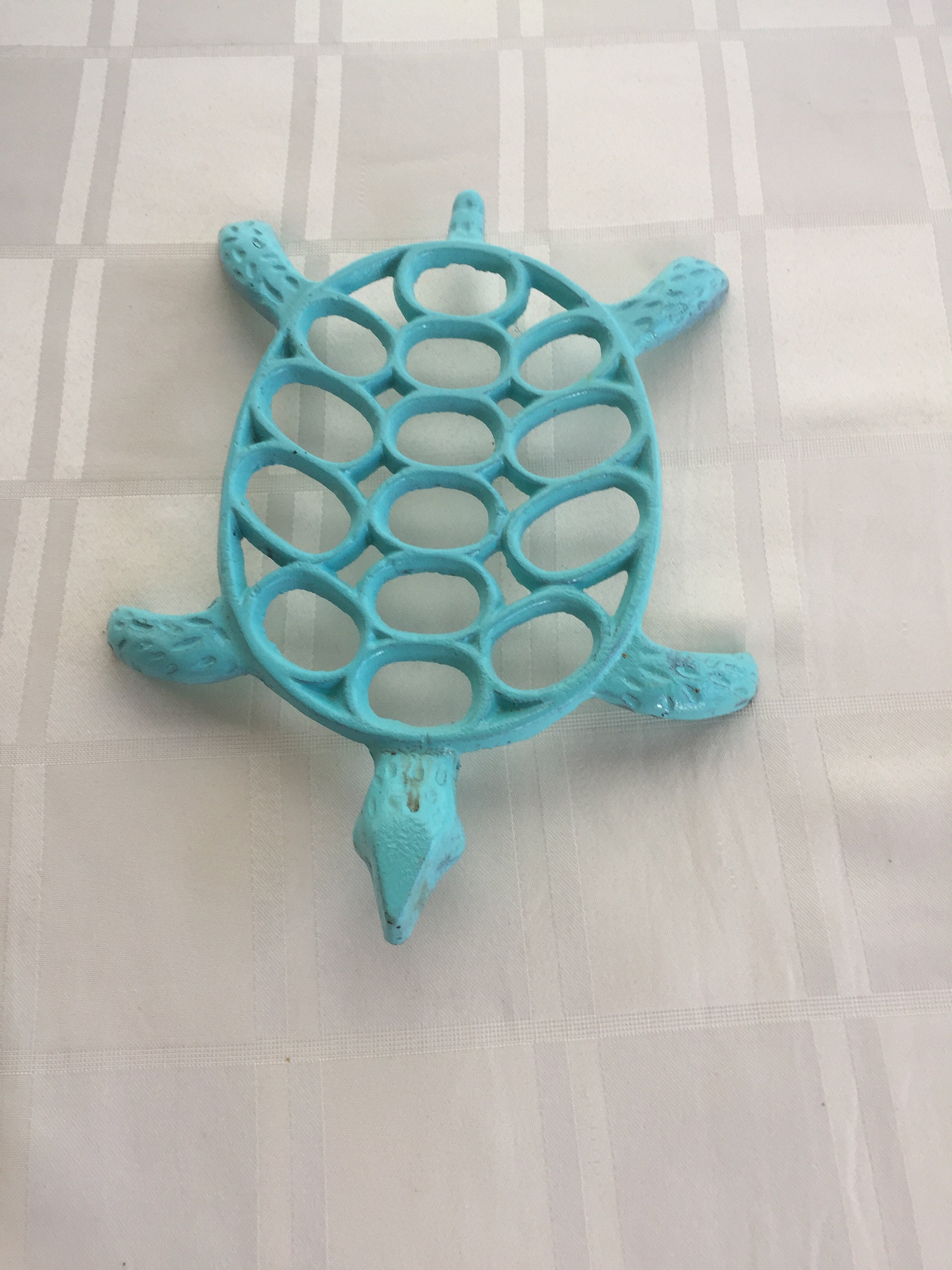 Antique Cast Iron Turtle Trivet Aqua Painted - Etsy
