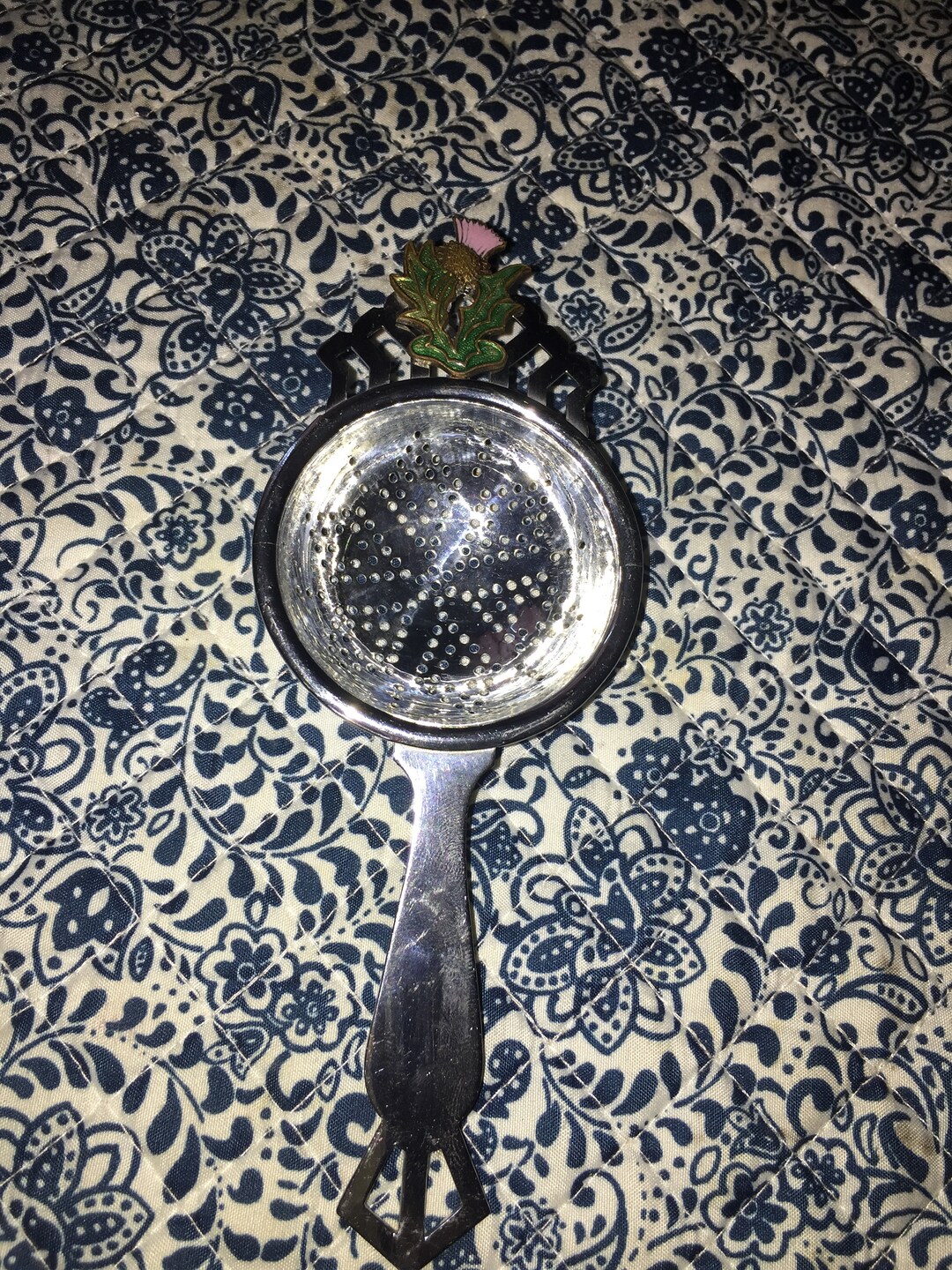 Vintage Tea Strainer With Pink Thistle Made in England - Etsy