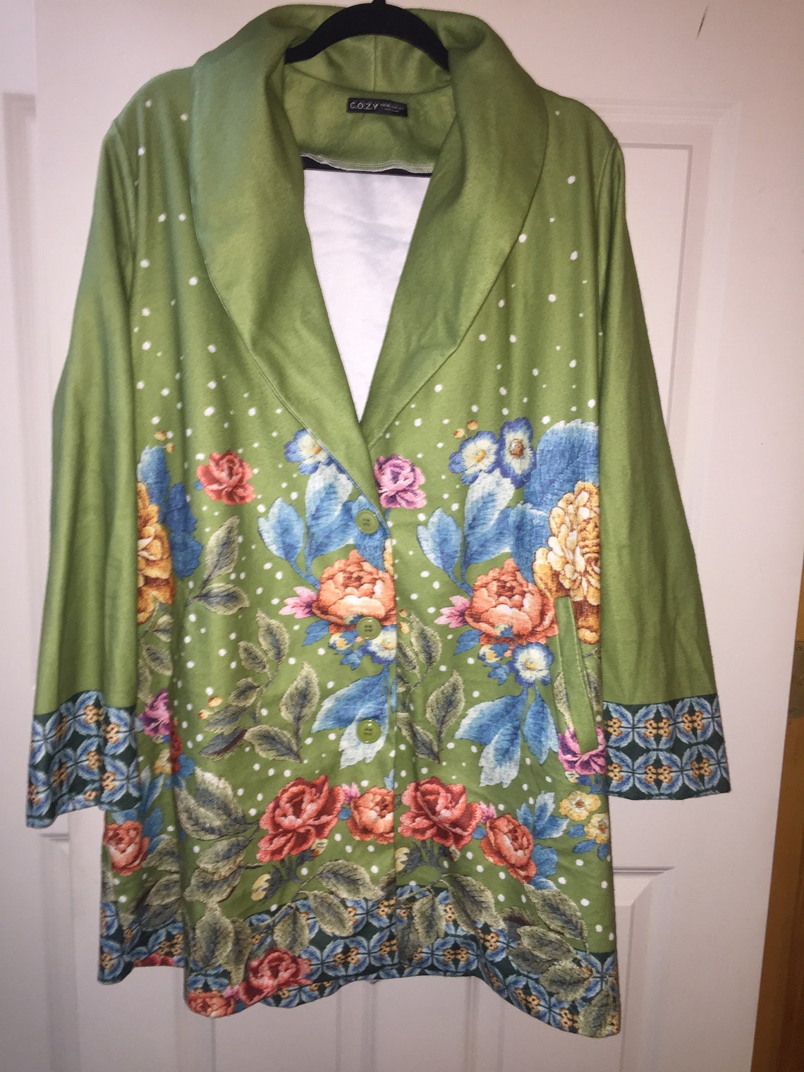 Beautiful Flower Print COZY Jacket XXL New Without Tags - Etsy