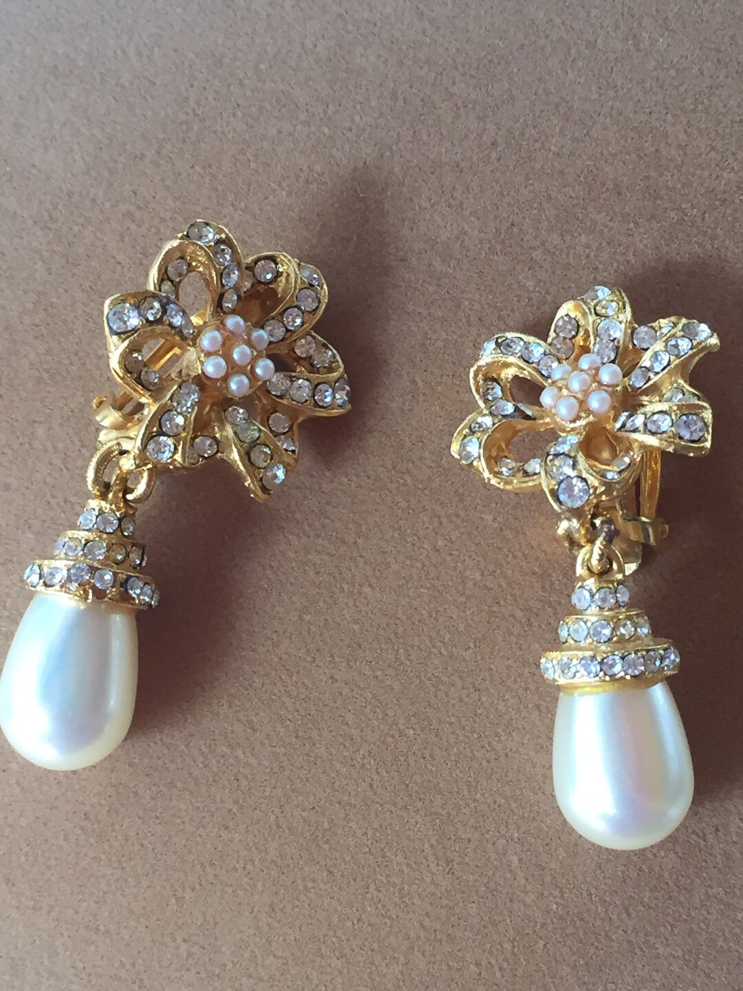 RARE Vintage Designer "prince Kamy Yar" Clip Earrings Rhinestones ...