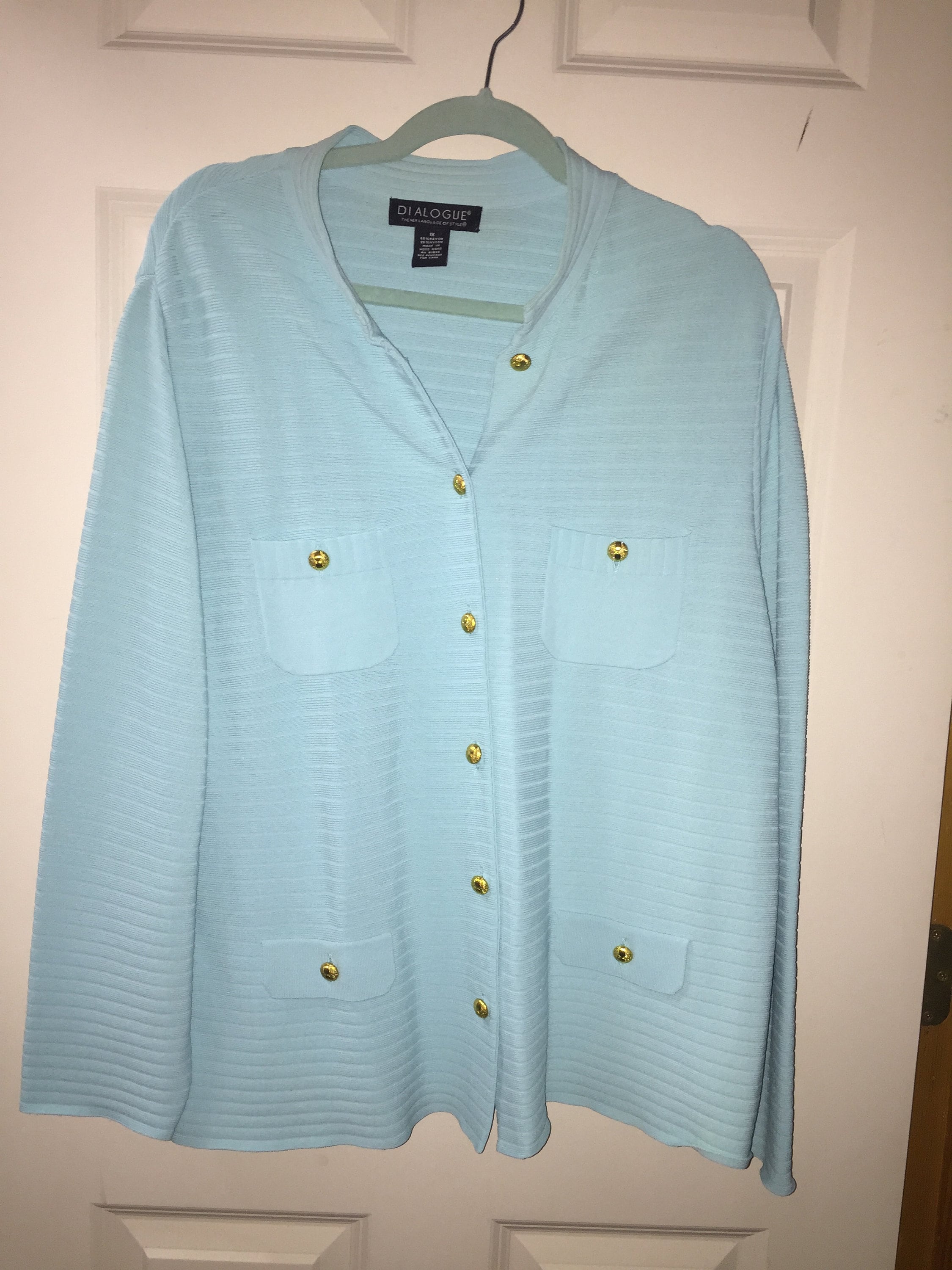 DIALOGUE the New Language of Style Aqua Jacket With Gold Metal Buttons ...