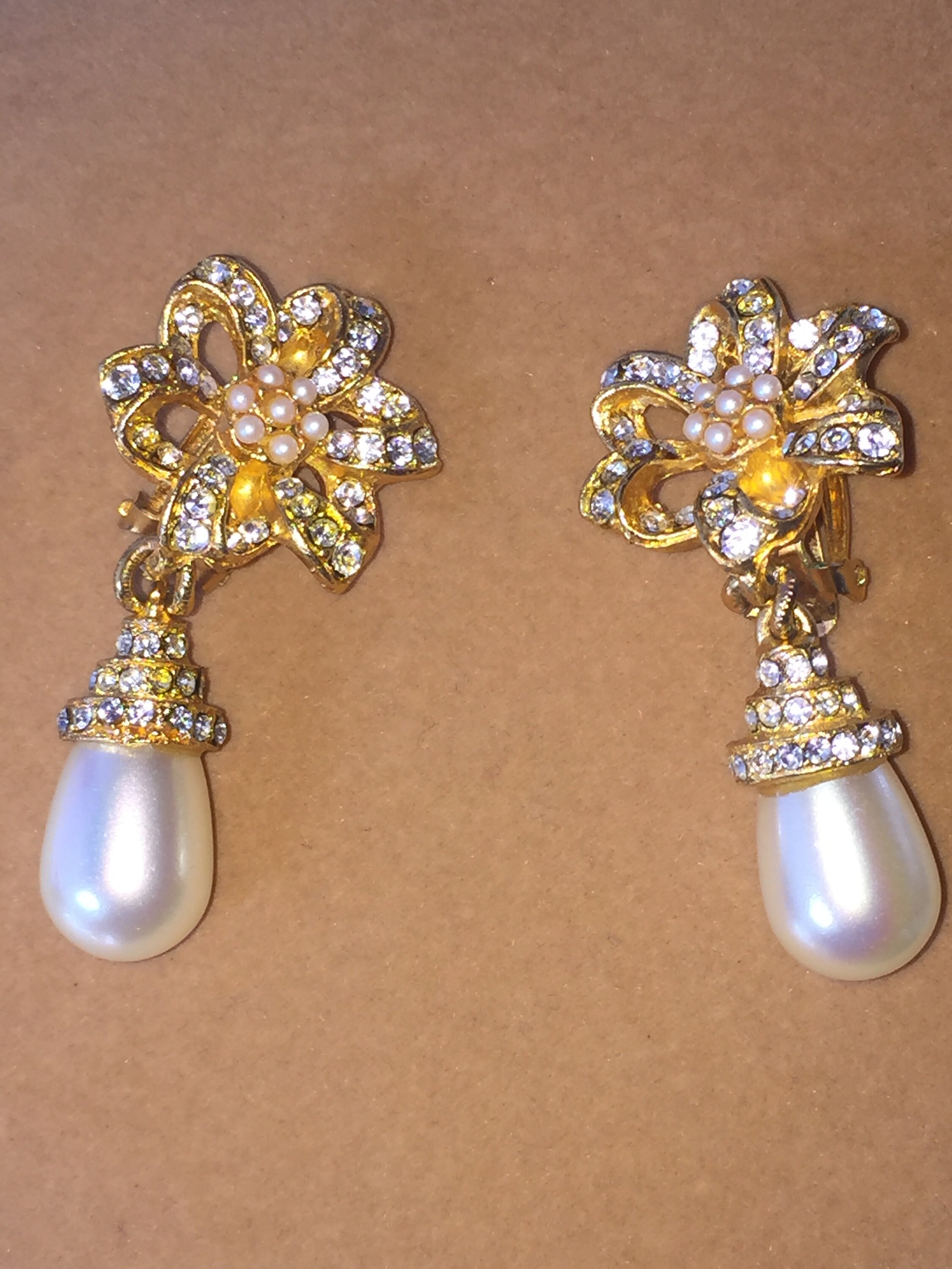 RARE Vintage Designer "prince Kamy Yar" Clip Earrings Rhinestones ...