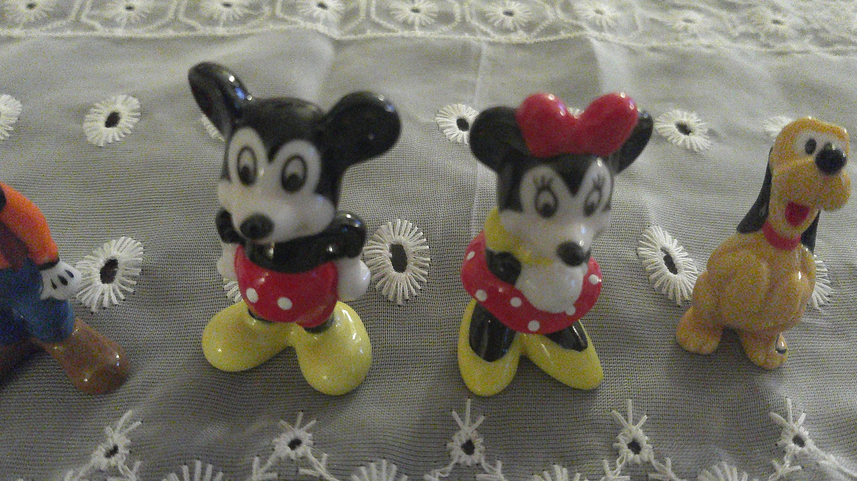 Vintage 4 Disney Bone China Figurines Mickey, Minnie, Goofy, Pluto Hand ...