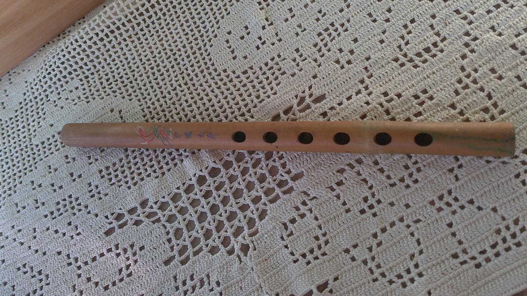 Vintage Bamboo Flute Asian Hand Painted - Etsy