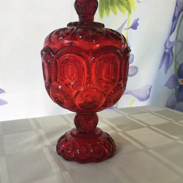 Red Glass Compote - Etsy
